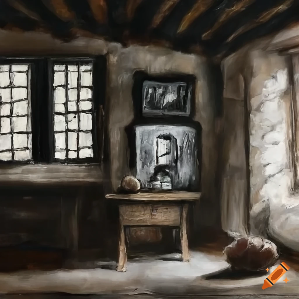 Medieval english cottage living room interior on Craiyon