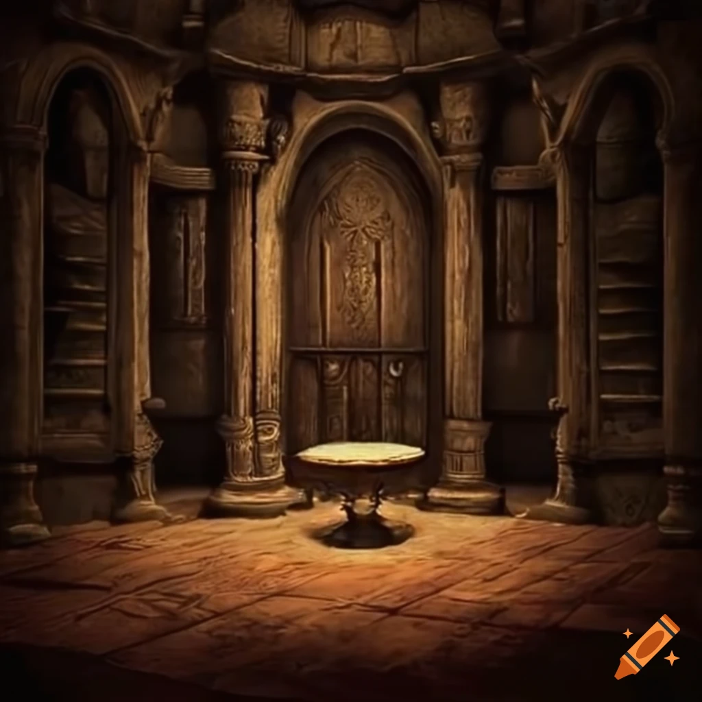 Mysterious room in a castle with peculiar items on Craiyon