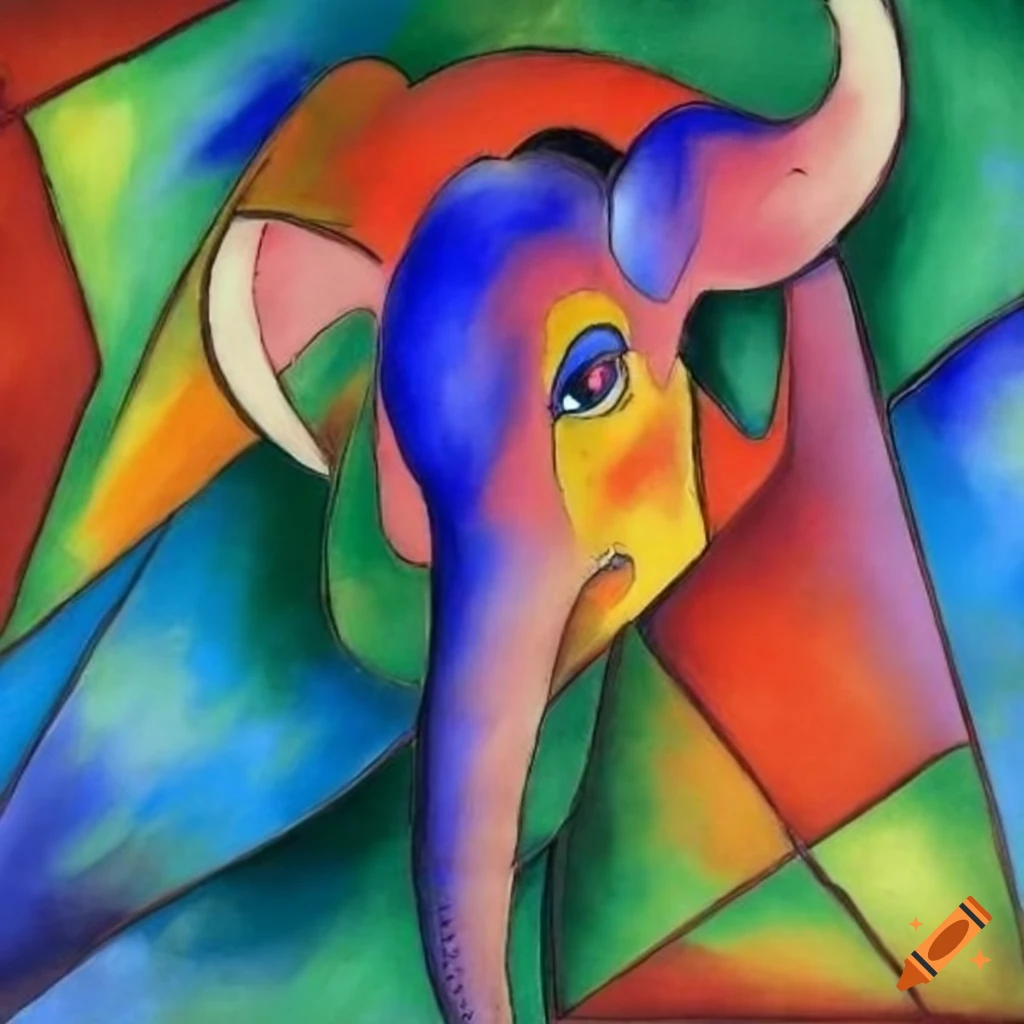 Modern interpretation of franz marc's style featuring an elephant on ...