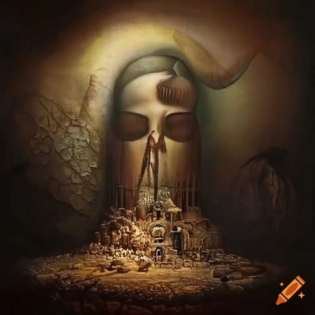 Surreal painting of an ancient advanced civilization on Craiyon