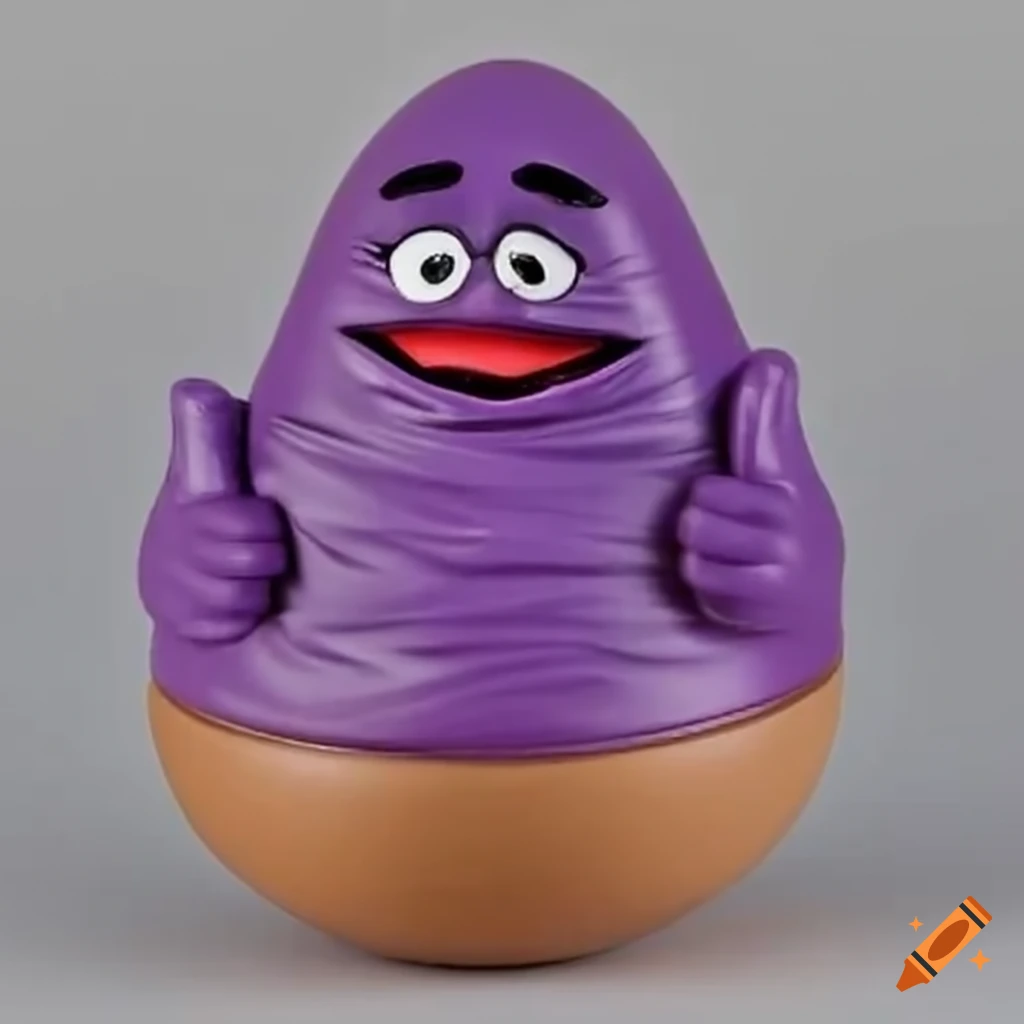 McDonald's Grimace as a shiny Weeble Wobble toy on Craiyon