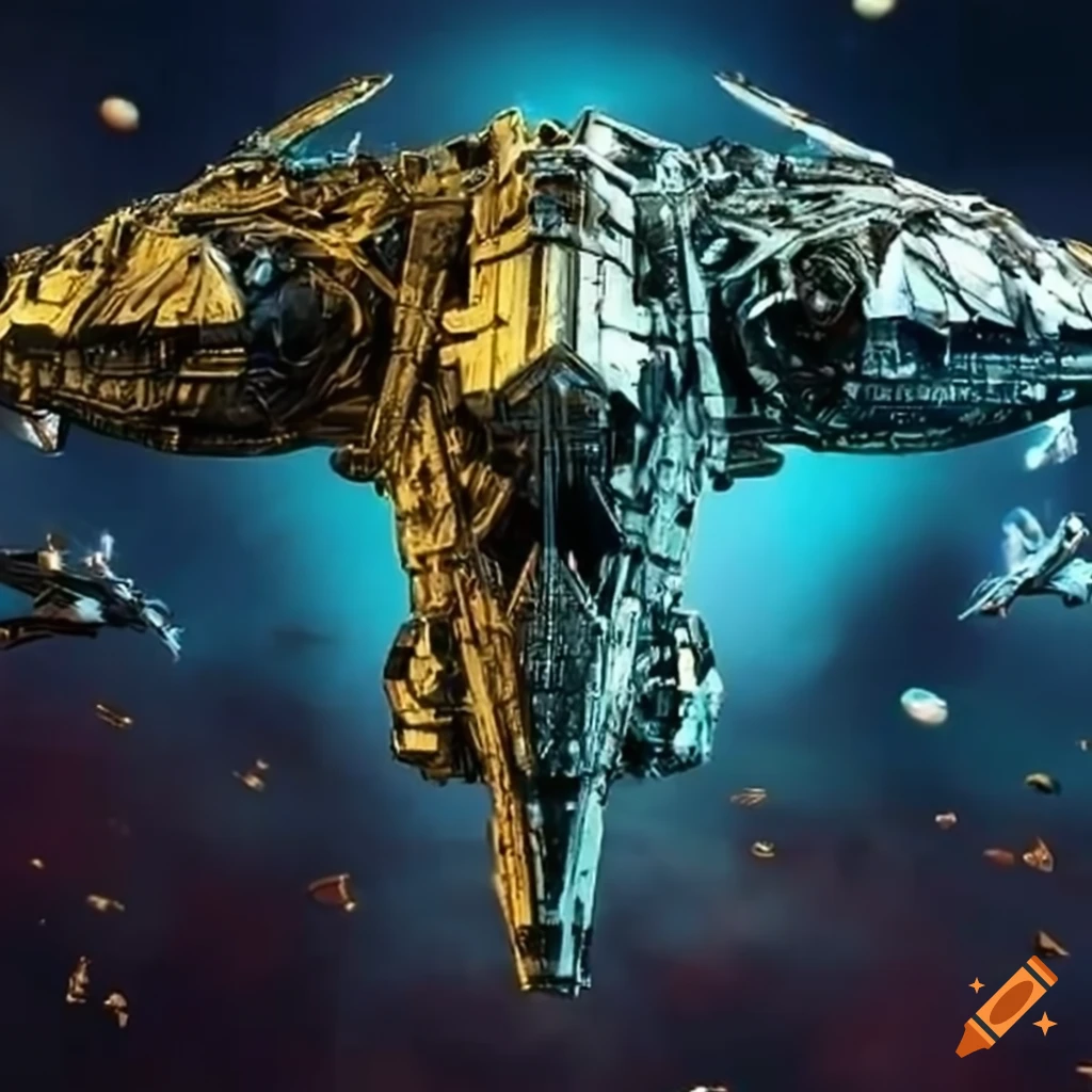 Alien battle space ship shaped like a hawk on Craiyon