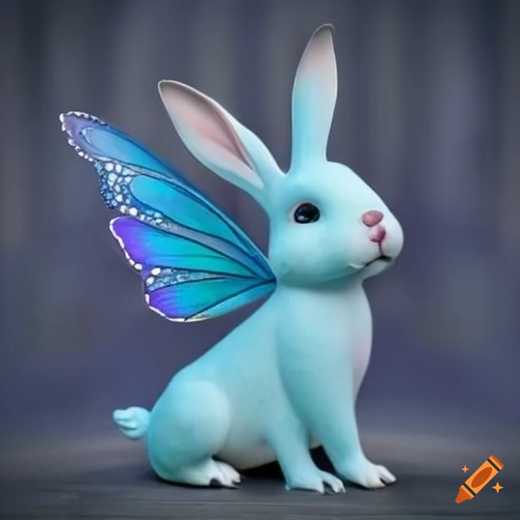 Blue fairy bunny with butterfly wings on Craiyon