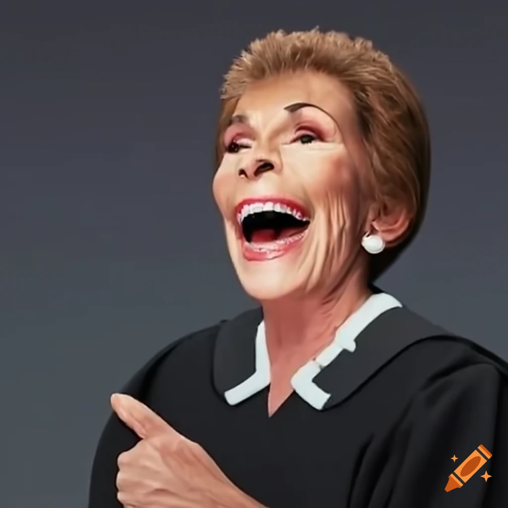 Judge Judy laughing and pointing on Craiyon