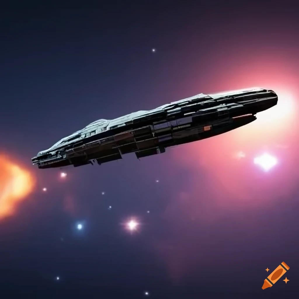 Detailed 3d model of a huge starship in the space universe on Craiyon