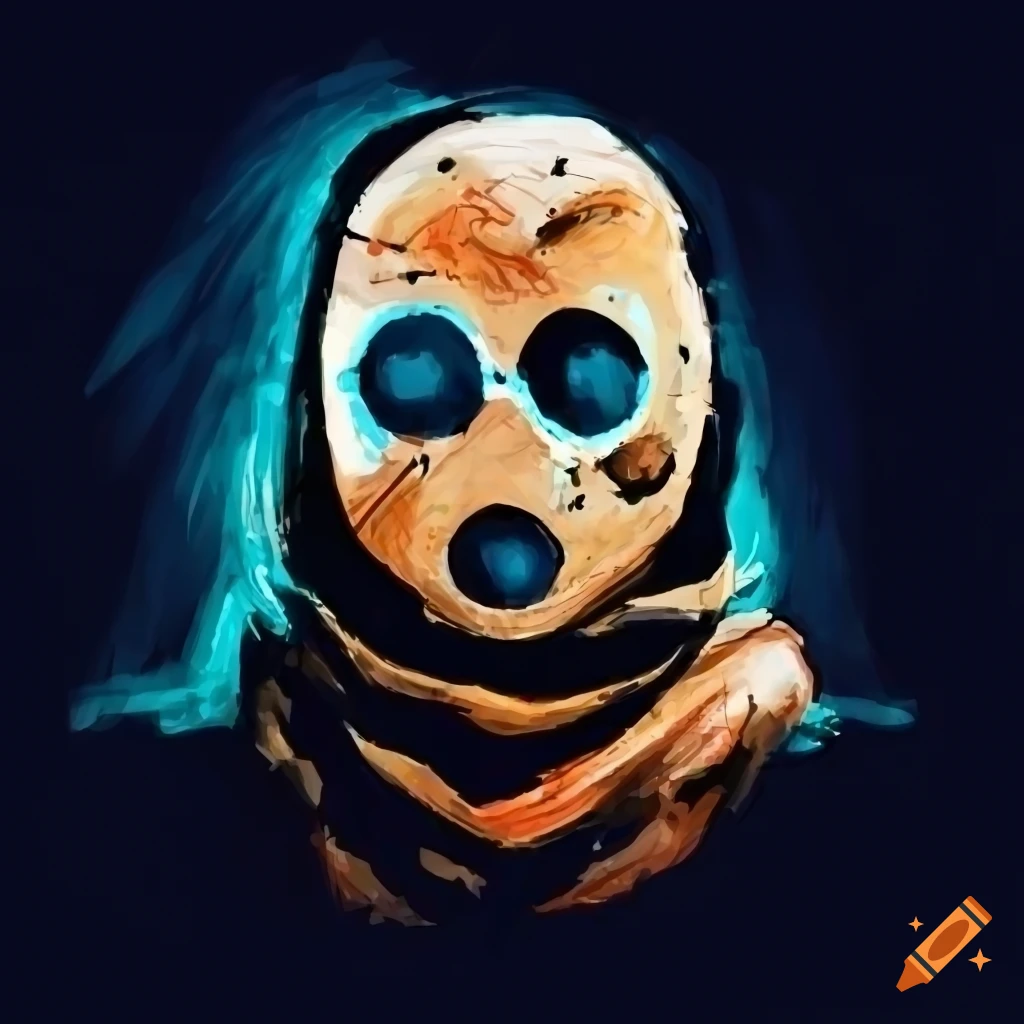 Drawing of a masked space nomad on Craiyon