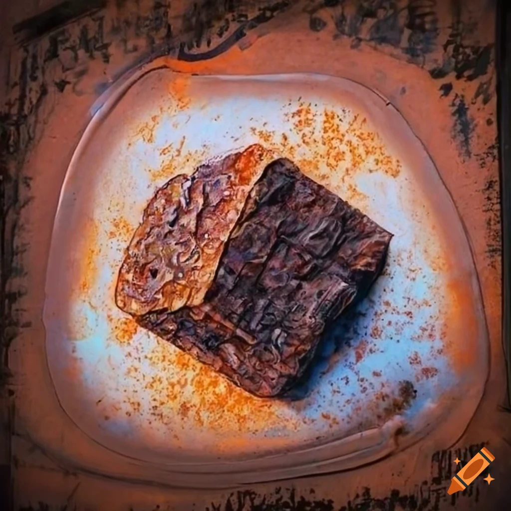 Rusty square gooey hash block cannabis resin peyote on patina canvas ...