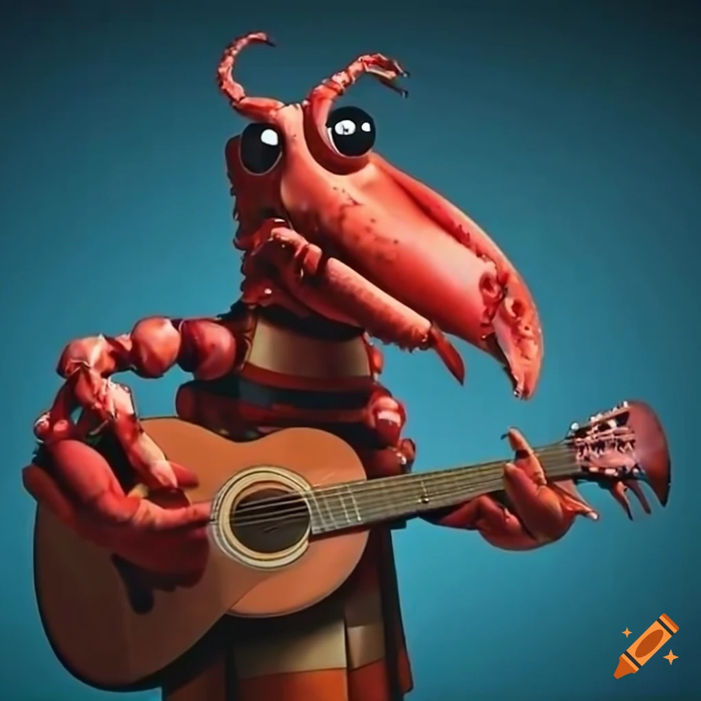 Lobster playing guitar on Craiyon