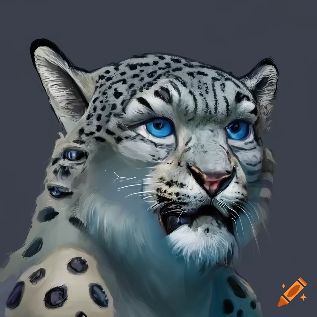 High res anthropomorphic male snow leopard with blue eyes in Stellaris ...