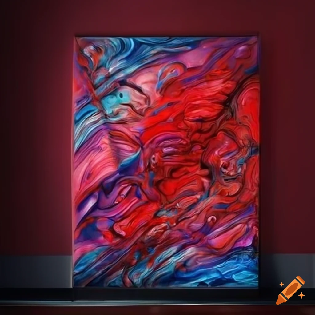 Stunning abstract art with intricate blues and reds on Craiyon