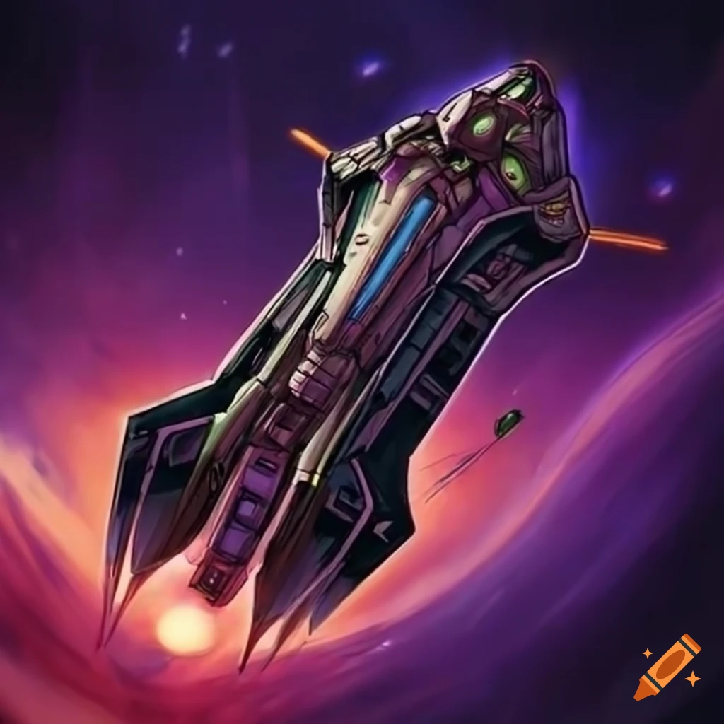 Sci-fi spaceship inspired by RaidRaptor from Yu-Gi-Oh in classic anime ...