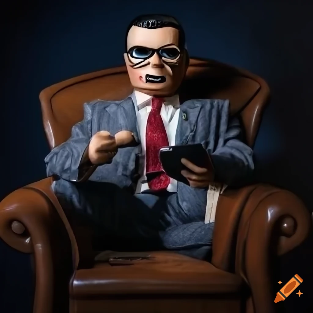 Ventriloquist dummy resembling rep. mike johnson with a cell phone ...