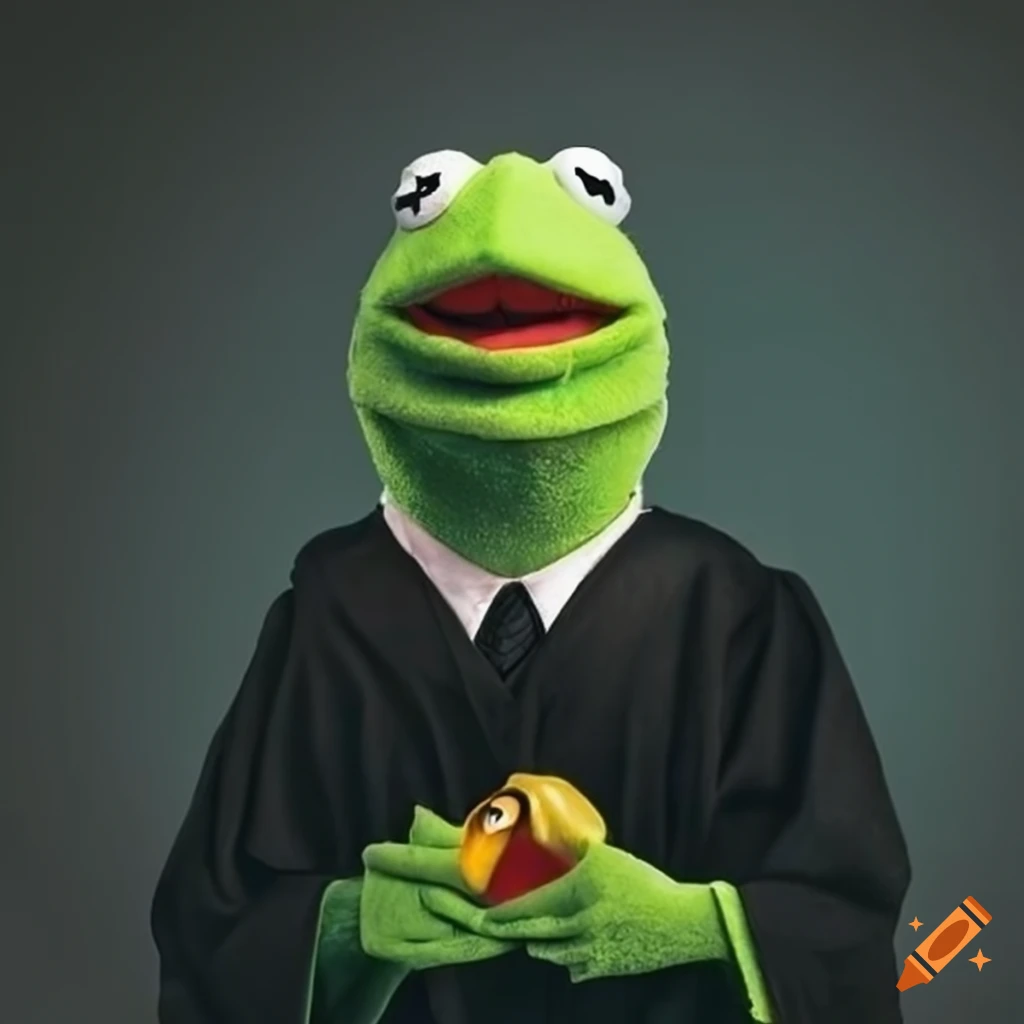 Kermit the frog dressed as a judge on Craiyon