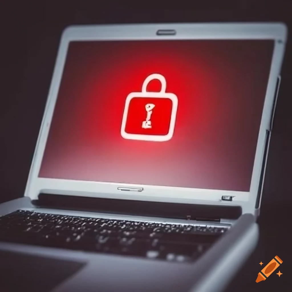 Cybersecurity warning on laptop screen on Craiyon