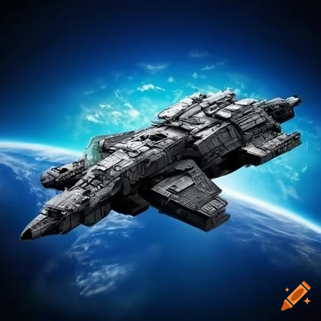 Small space battle ship shaped like an eagle on Craiyon