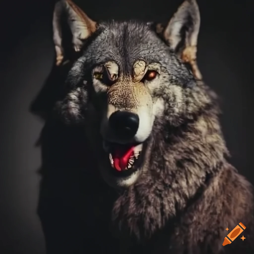 Big bad wolf in a horror setting on Craiyon