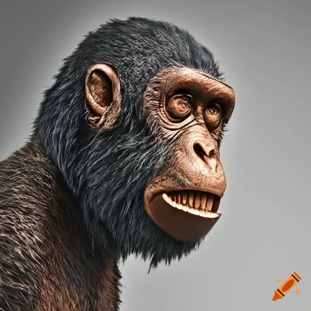 Iron chimp sculpture on Craiyon