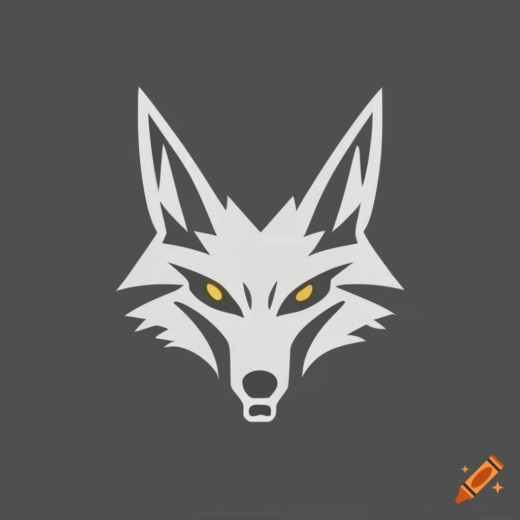 Symmetrical minimalist coyote head logo design in vector style on Craiyon