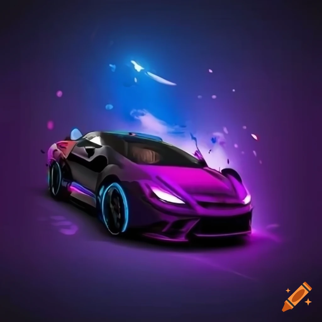 Car racing game splash screen with black, blue, and purple colors on ...