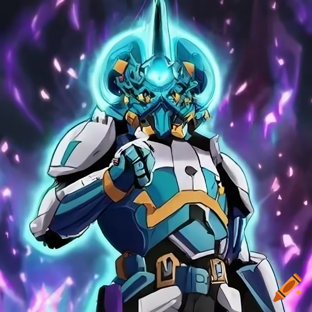Galactic overlord in armor with dark energy in anime style on Craiyon