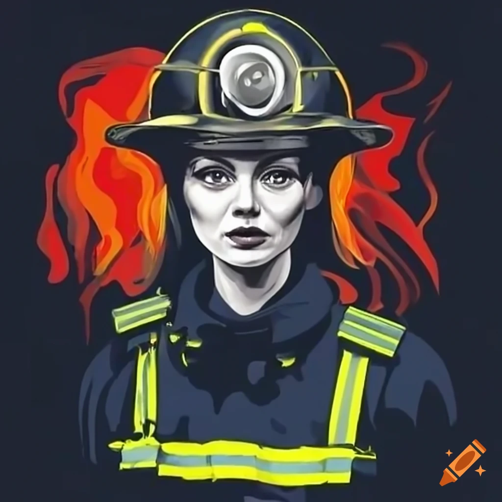 Strong female firefighter in action on Craiyon