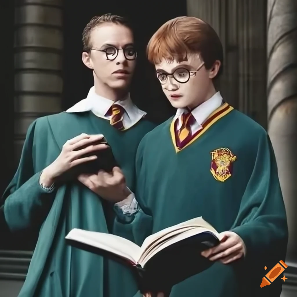 Harry potter reading a book on Craiyon