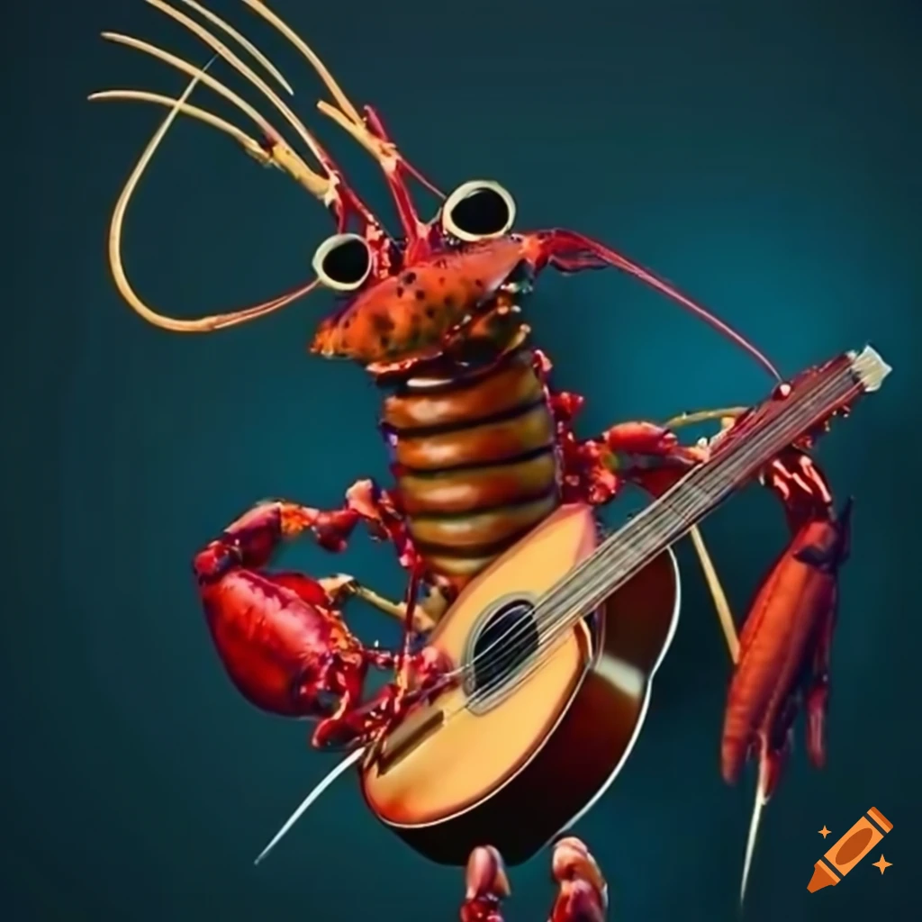 Lobster playing guitar on Craiyon
