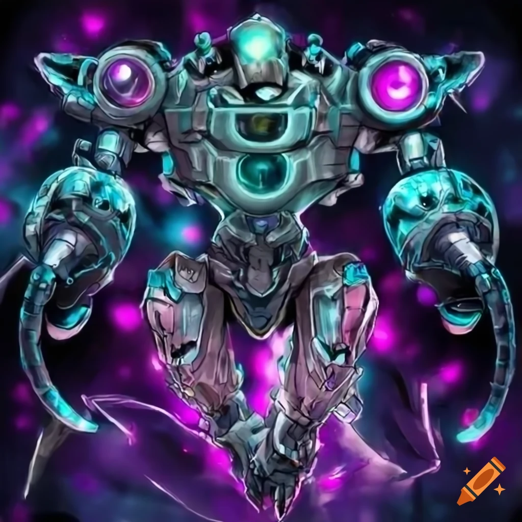 Giant space robot based on a parasite in yugioh art on Craiyon
