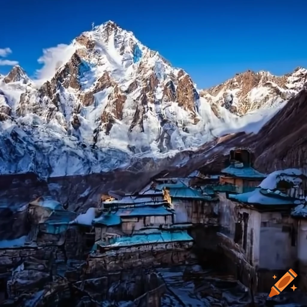 Snowy temple outpost with towering himalayan peaks on Craiyon