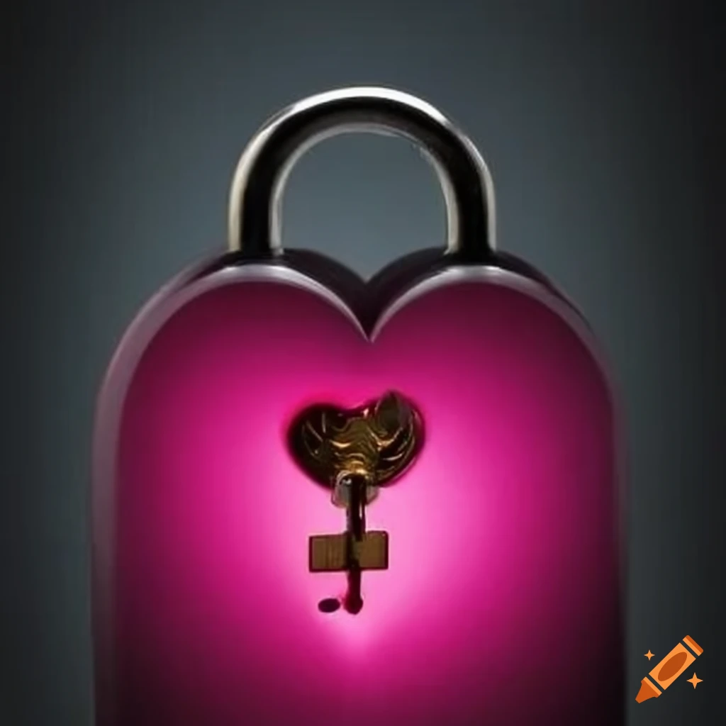Heart-shaped lock with rose key on Craiyon