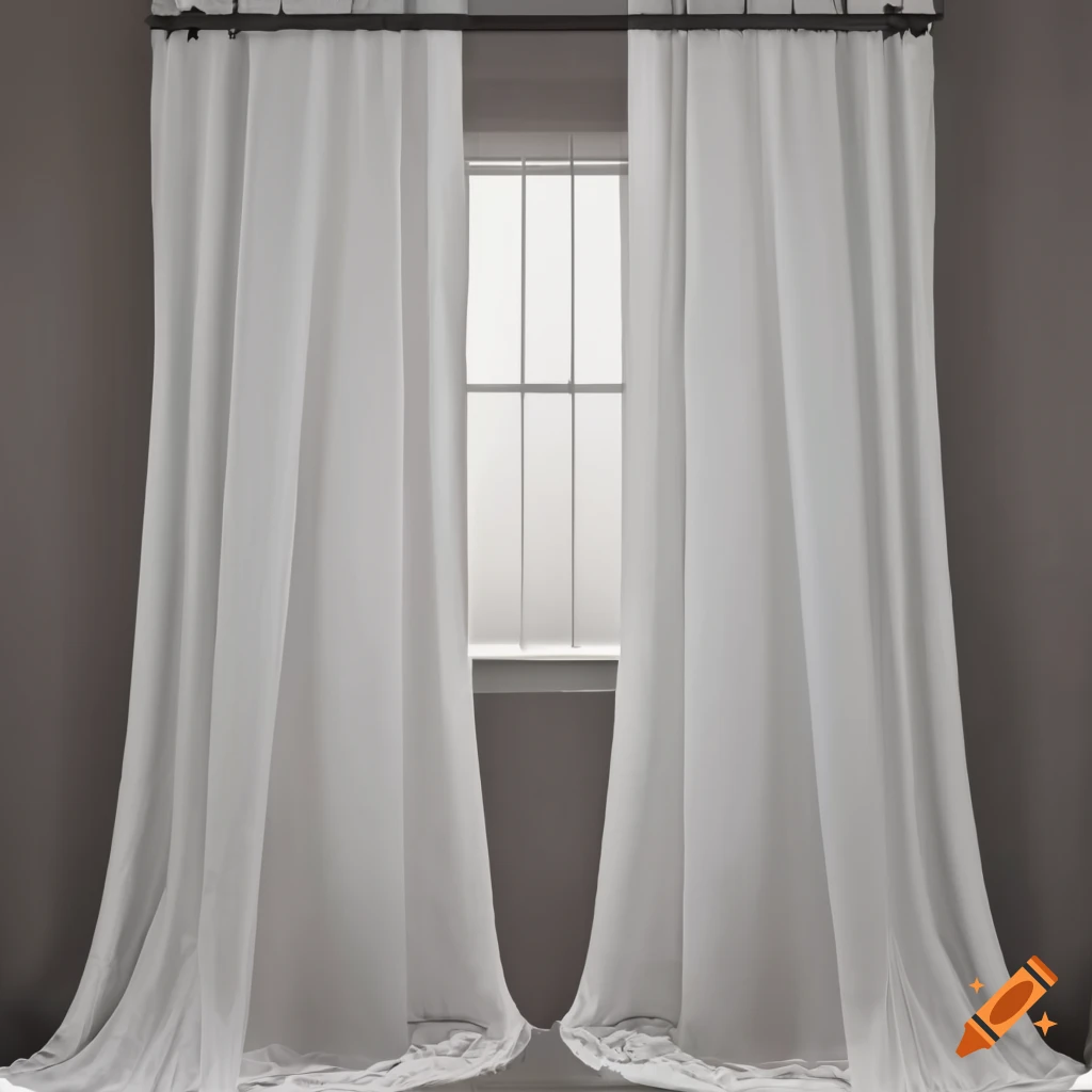 Luxurious white cotton curtains with detailed textures on Craiyon