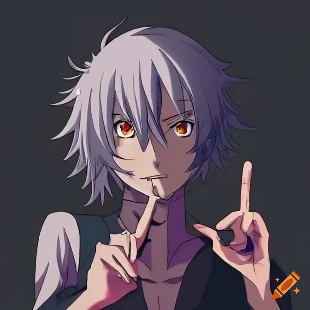 Anime characters posing as villains with hand signs on a black ...