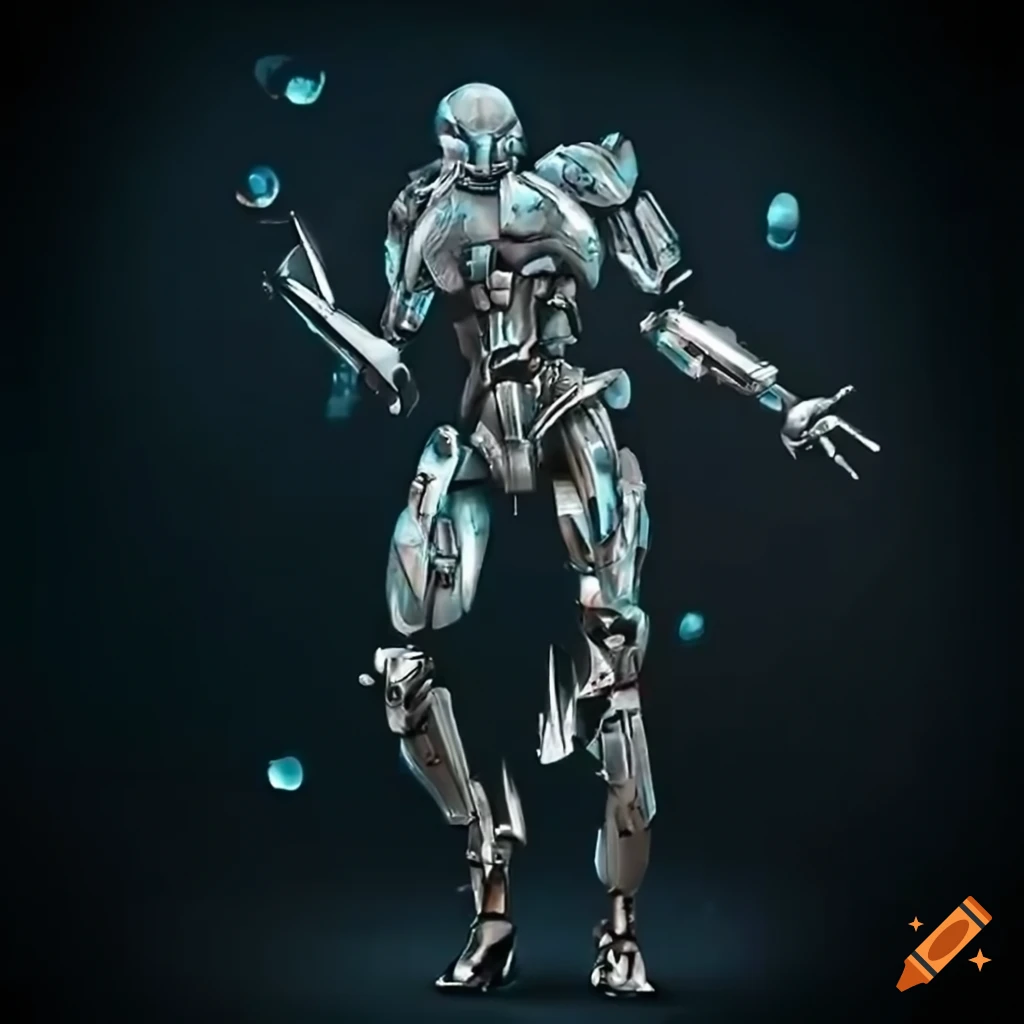 Metal android made of surgical tools in attack pose with hyperrealistic ...