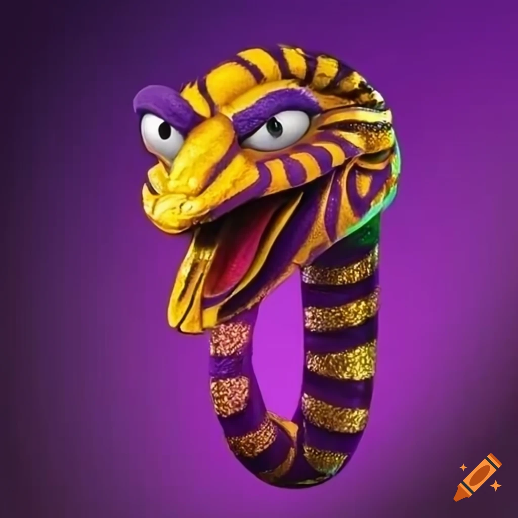 Purple and gold muppet snake avatar on Craiyon