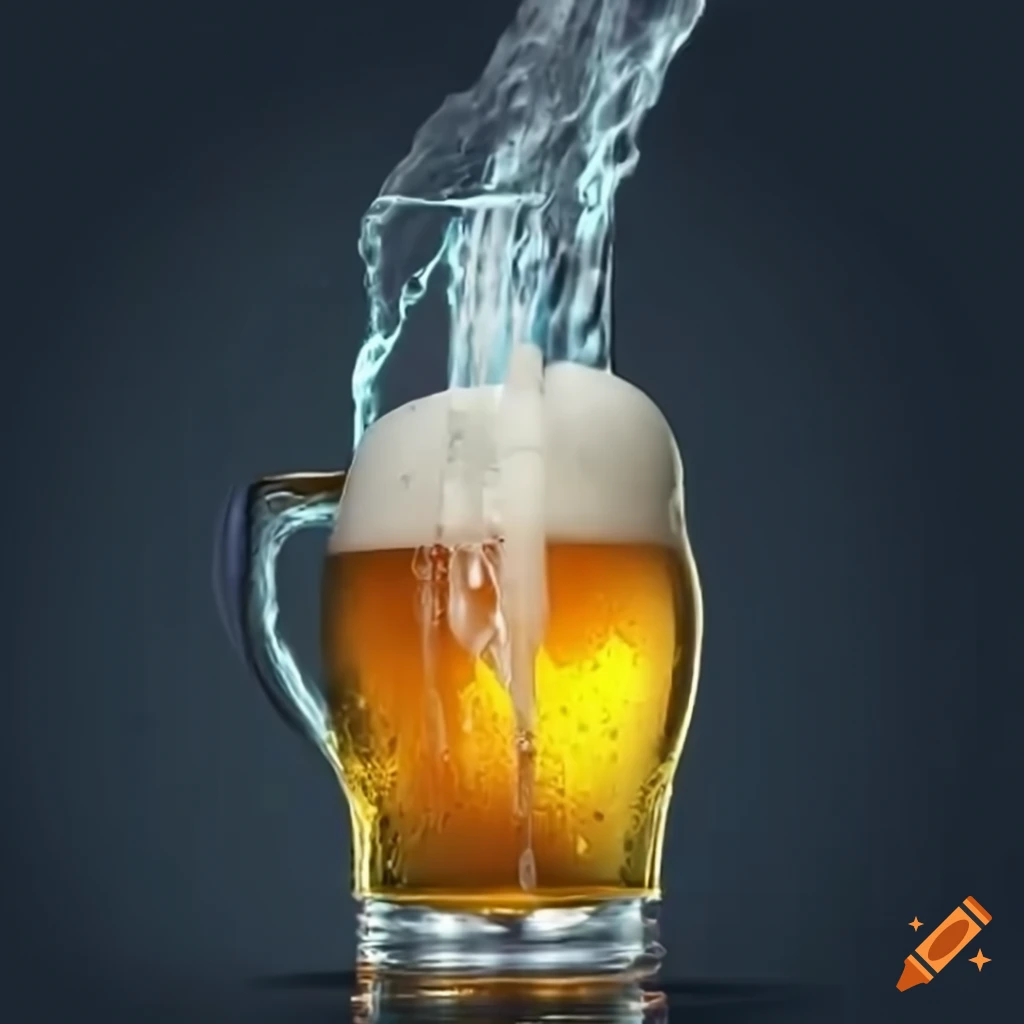 Beer waterfall with a bicycle on Craiyon