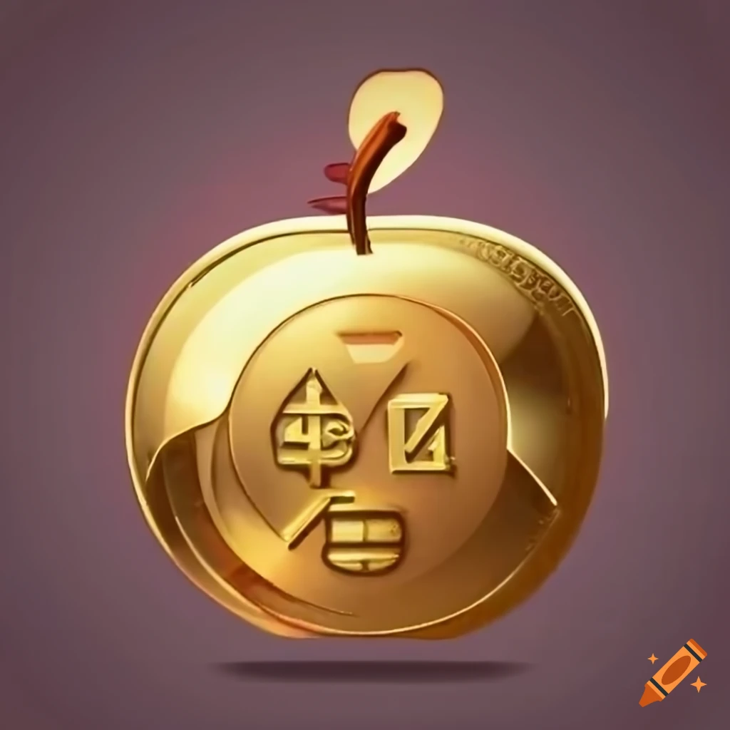 Gold apple coin with japanese character for dream inside on Craiyon