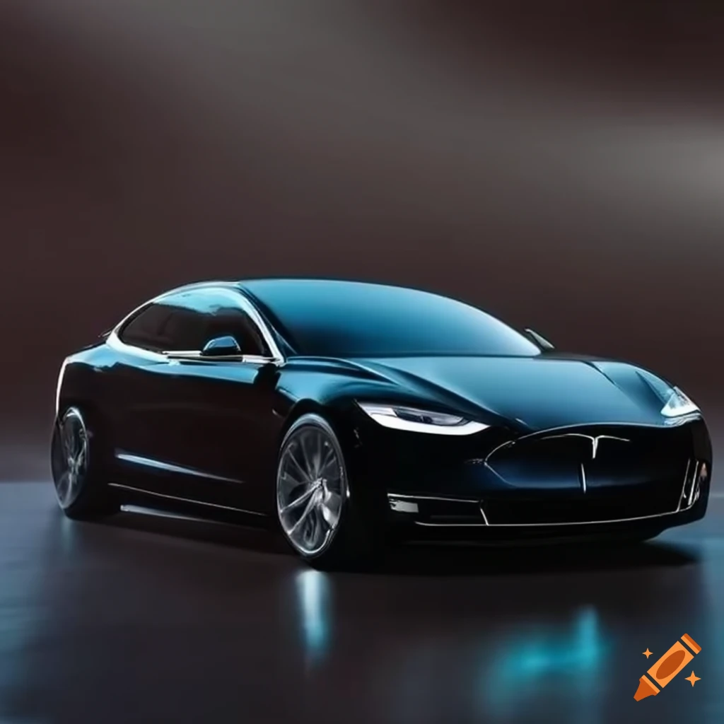 Sleek black tesla model s in modern design on Craiyon