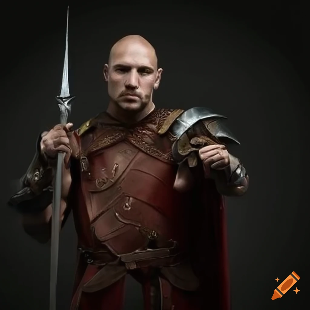 Male fighter in leather armor with spear and clawed hands on Craiyon