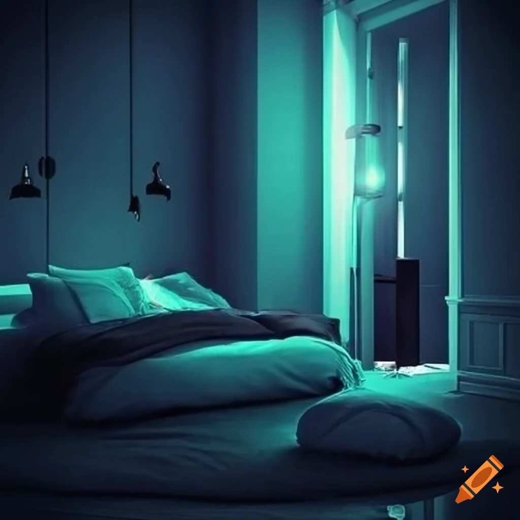 Dimly lit bedroom interior on Craiyon