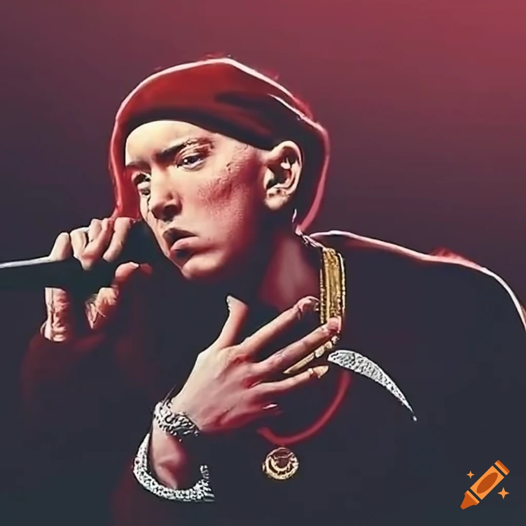 Eminem and tupac rapping in a conscious rap performance on Craiyon