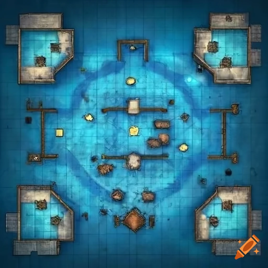 Epic blue-themed battle map for challenging RPG raid boss encounter on ...
