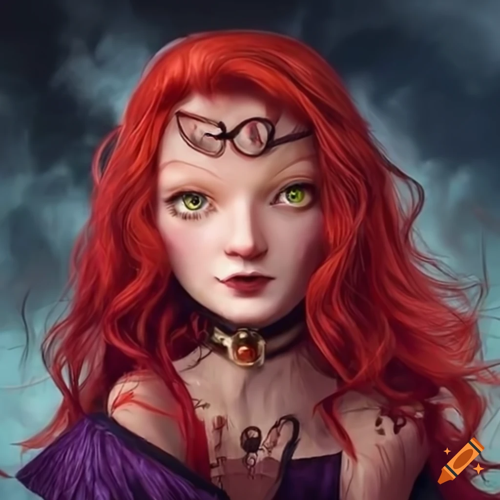 Witch with red hair on Craiyon