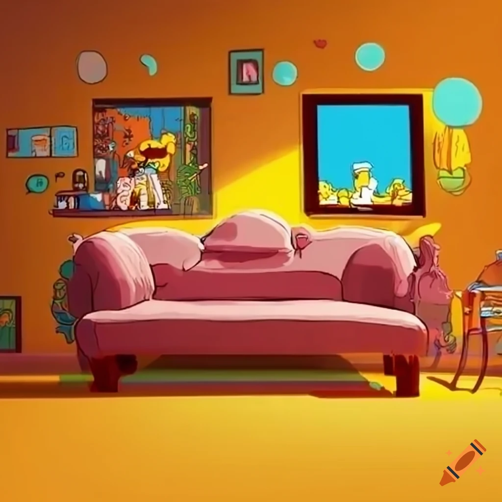 Tv news room in the simpsons art style on Craiyon