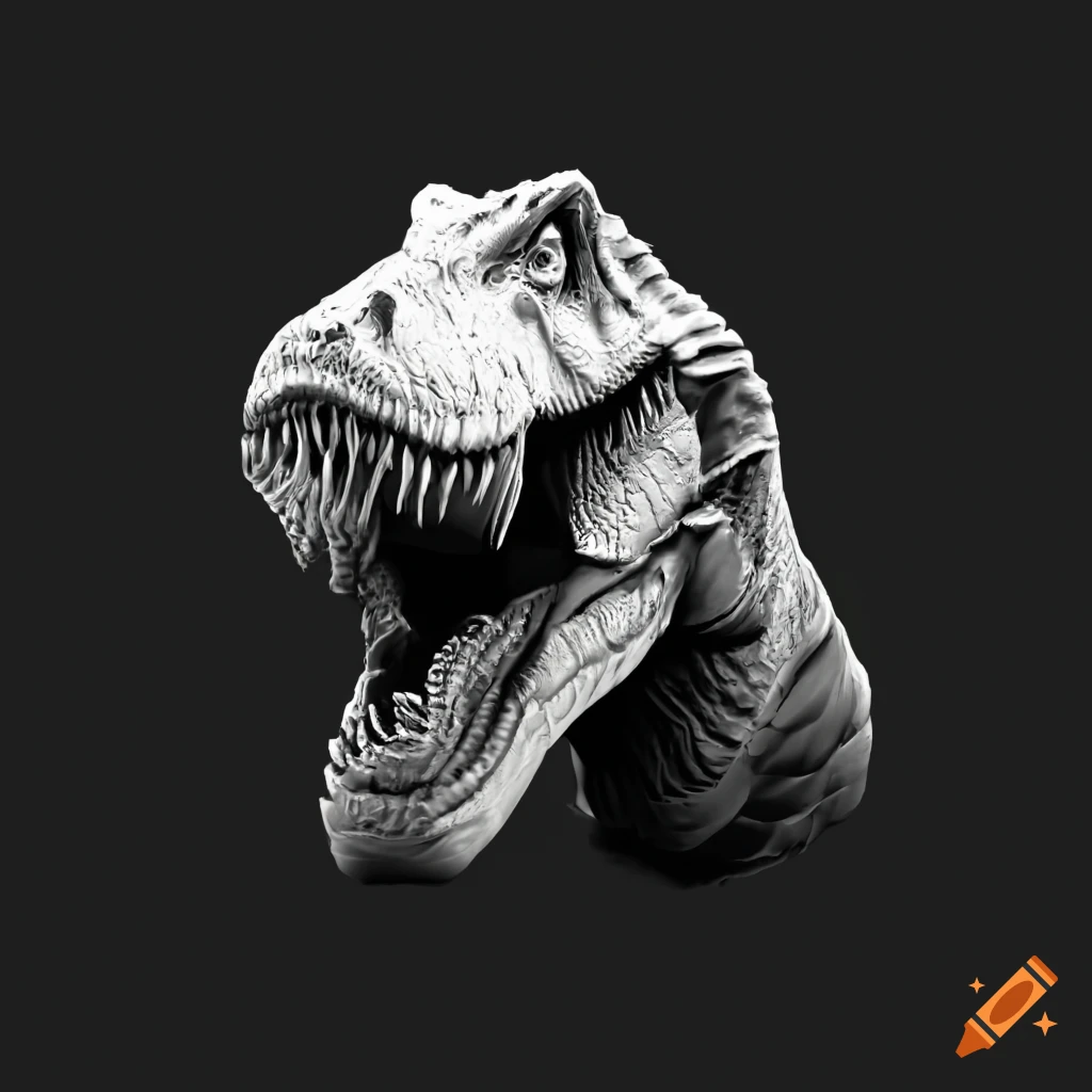 White tyrannosaurus rex sculpture on Craiyon