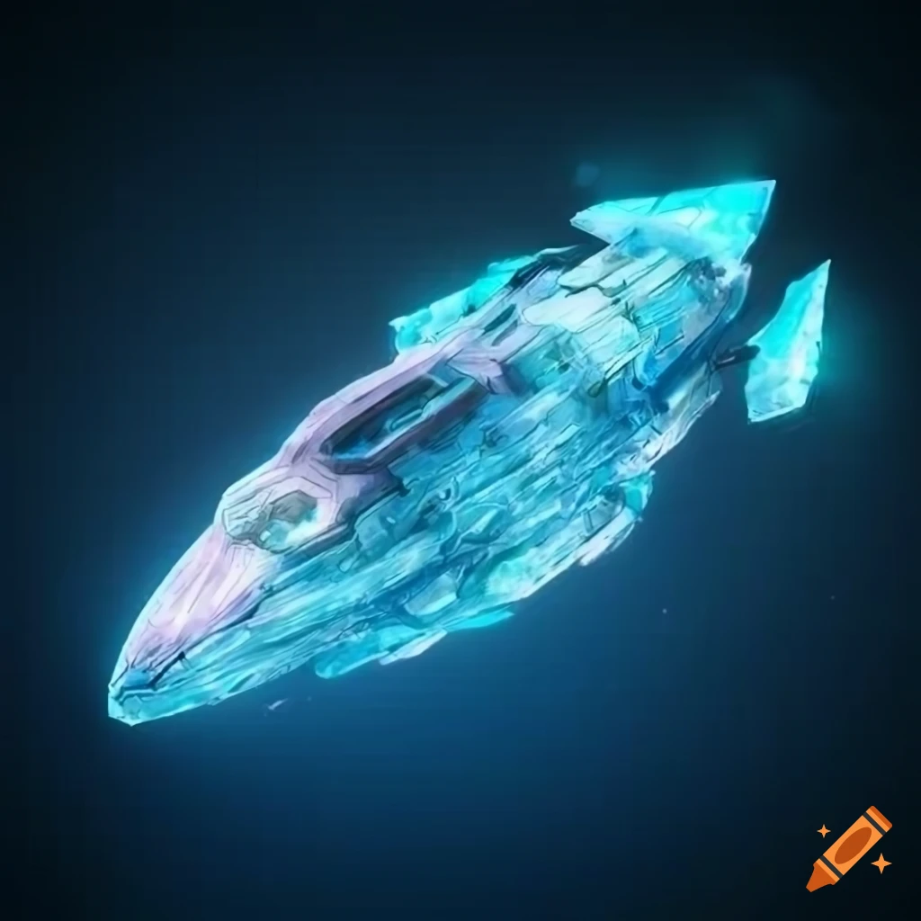 Ice spaceship in a yuigoh art style on Craiyon