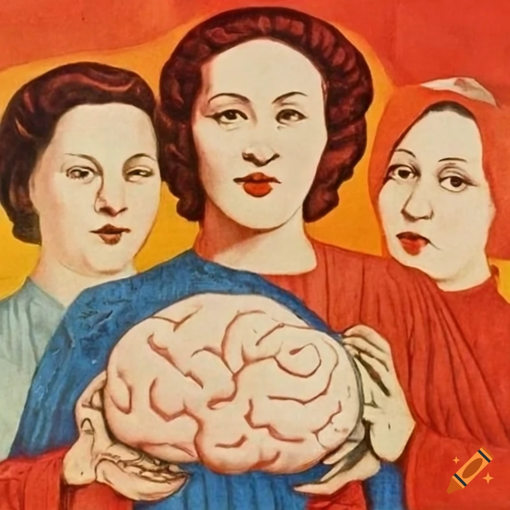 Lenin with women in soviet propaganda art on Craiyon