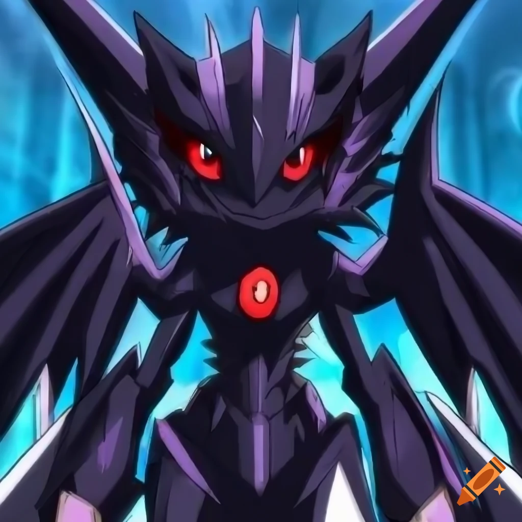 Rookie level black and white digimon with crimson red eyes on Craiyon
