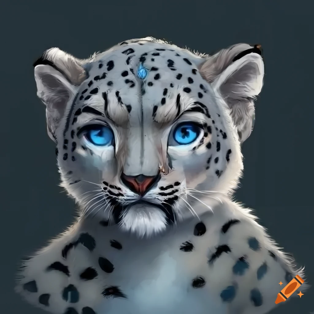 Anthropomorphic female snow leopard with blue eyes in Stellaris art ...