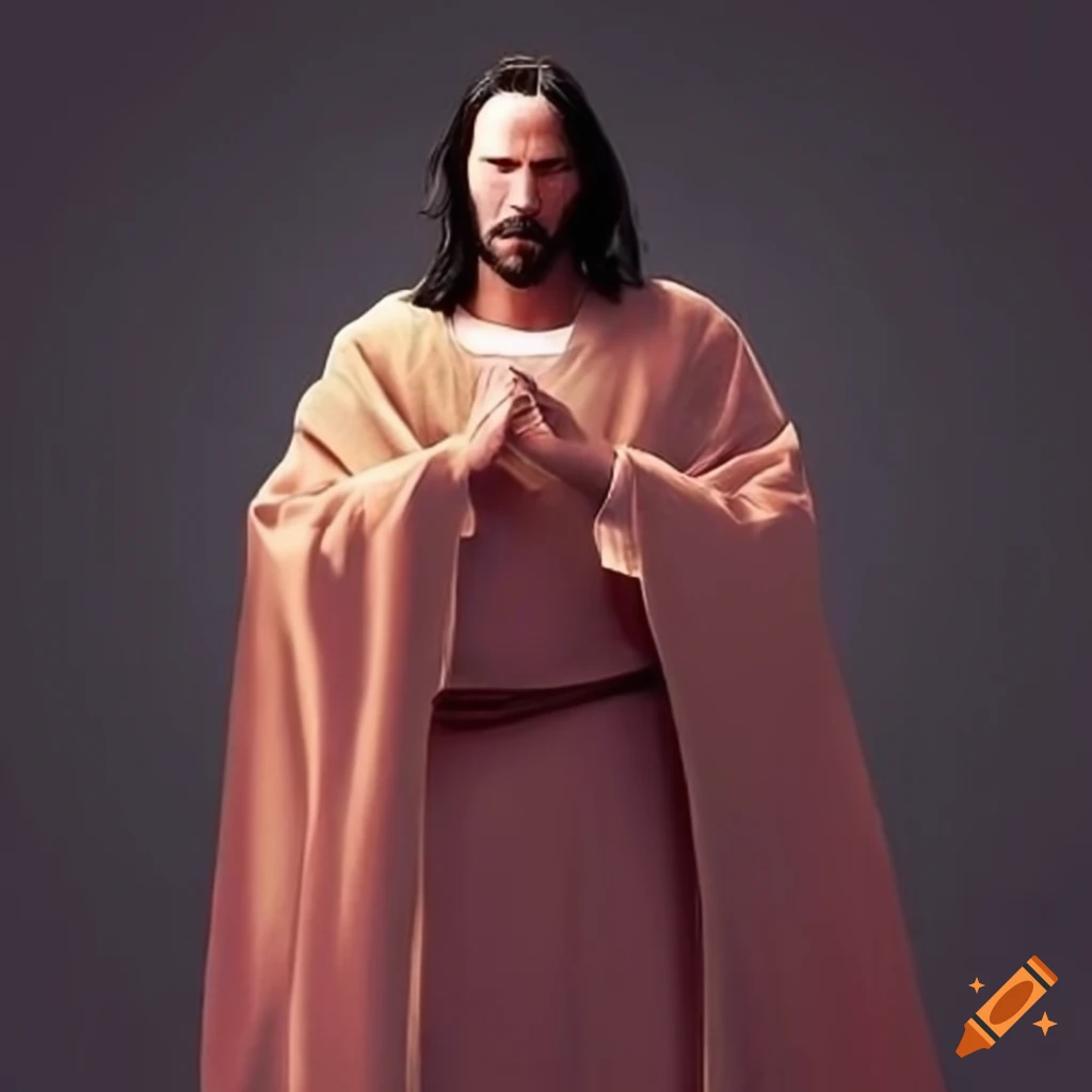 Keanu reeves dressed as jesus in saintly light, full-length portrait on ...