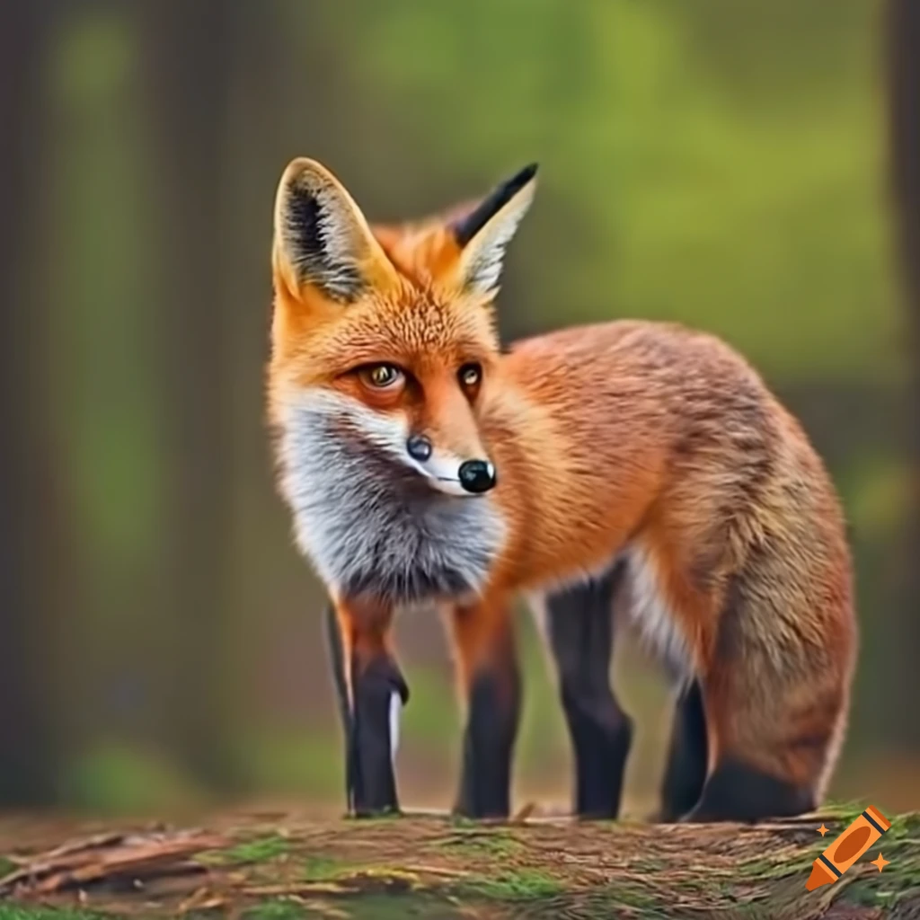 Fox in a forest setting on Craiyon